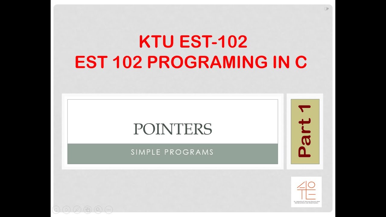 Pointers In C Simple Programs Part1 Ktu Est102 Youtube