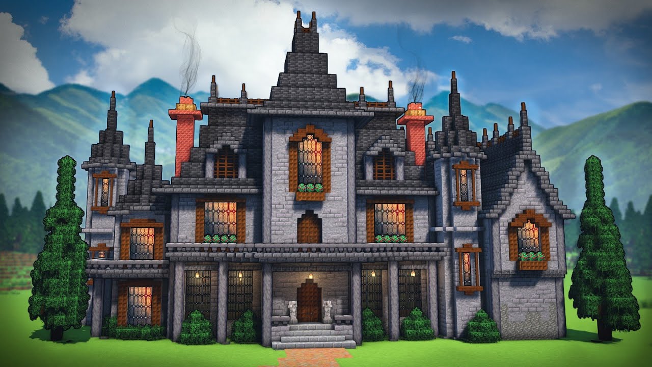 Minecraft How To Build A Dark Gothic Mansion Tutorial Youtube