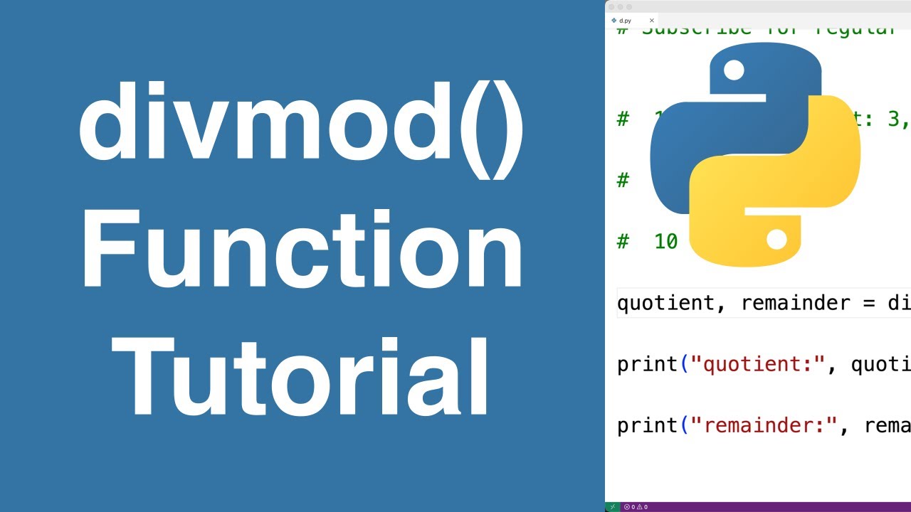 Divmod Function Python Tutorial Youtube