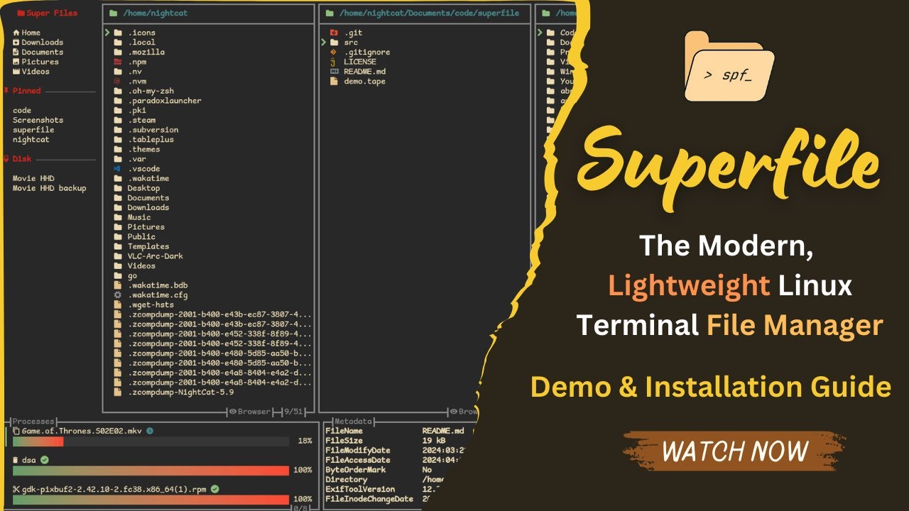 Superfile The Modern Lightweight Linux Terminal File Manager Demo