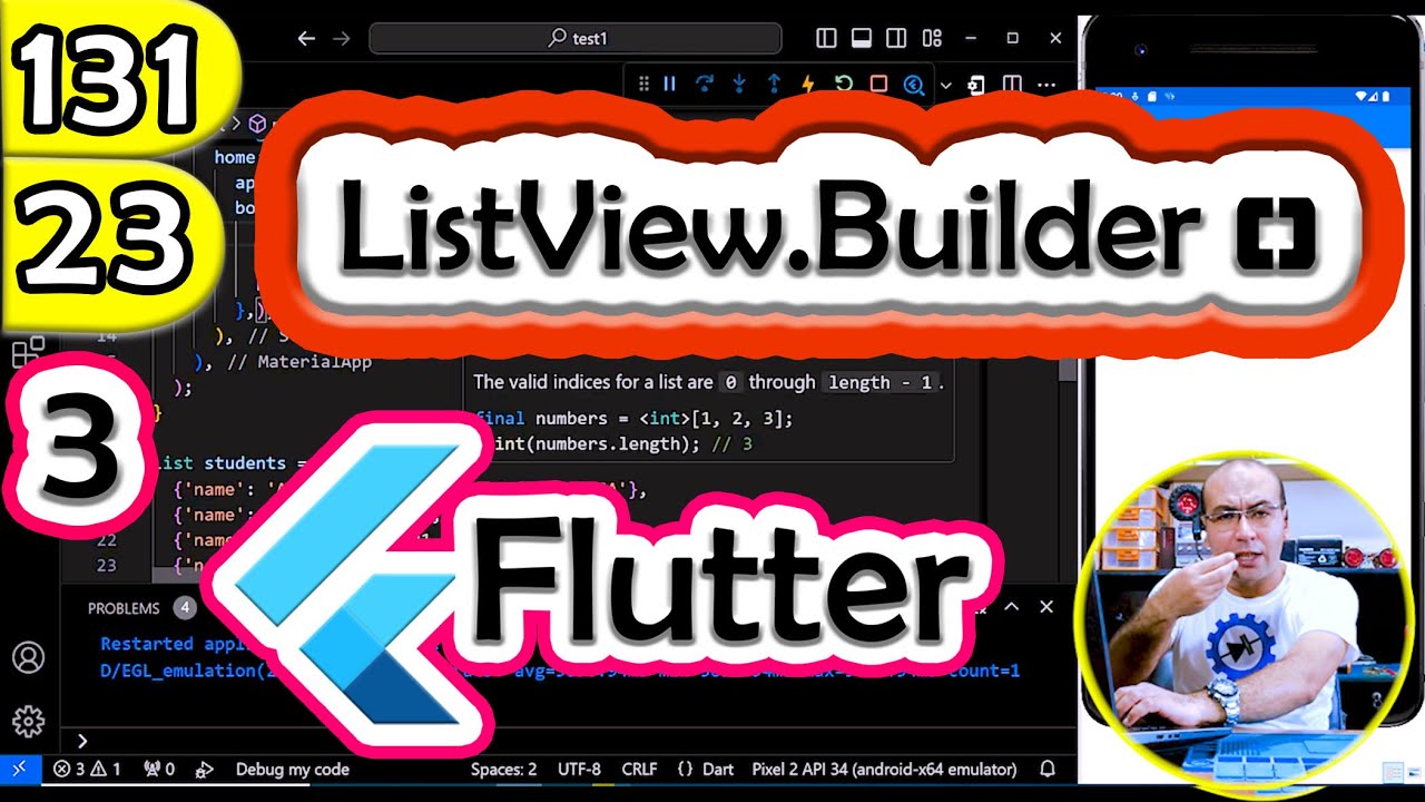 23 Listview Builder Flutter 2024 بالعربى Youtube
