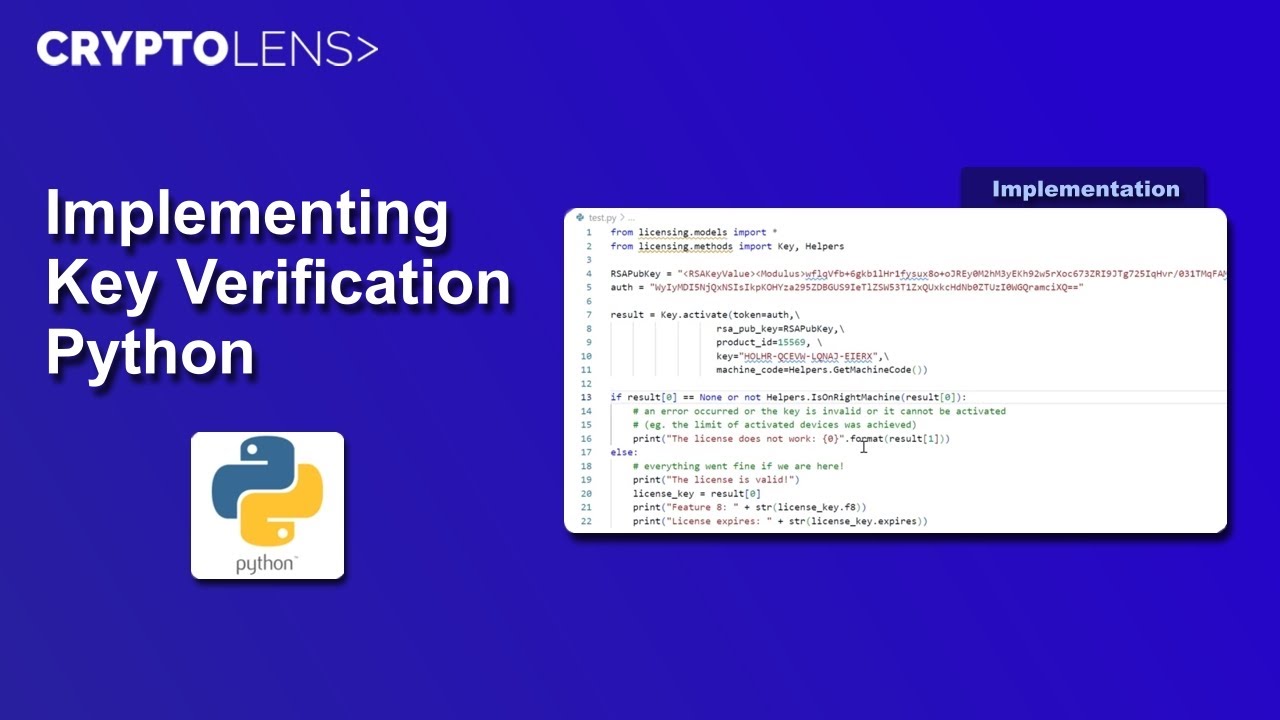 Software Licensing System For Python Applications Key Verification In