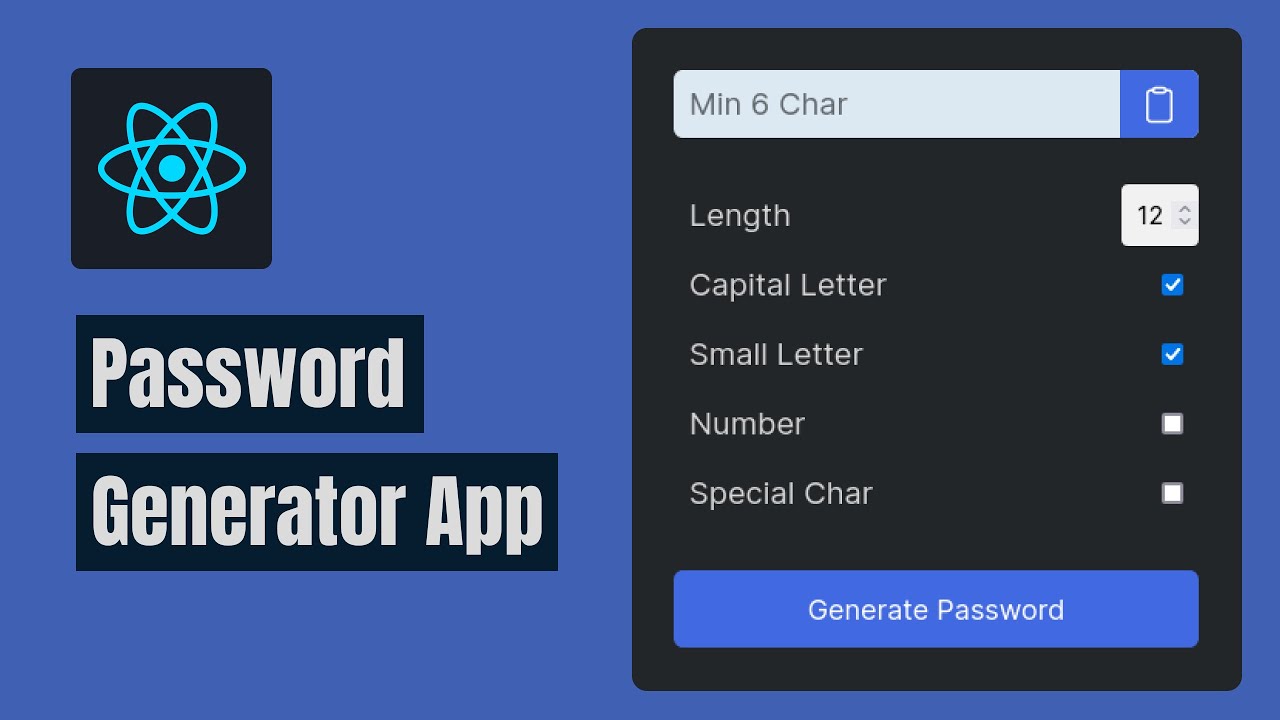 React Password Generator App Beginner Project Youtube