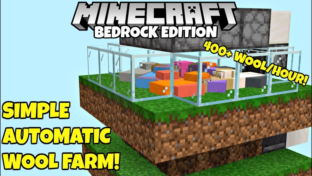 Minecraft Bedrock Simple Automatic Wool Farm Tutorial Mcpe Xbox Ps4