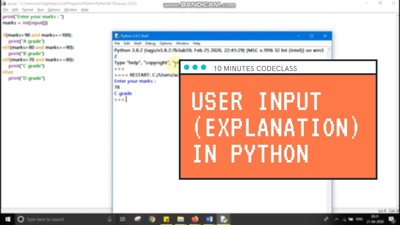 User Input Explanation In Python Full Python Beginner Series Youtube