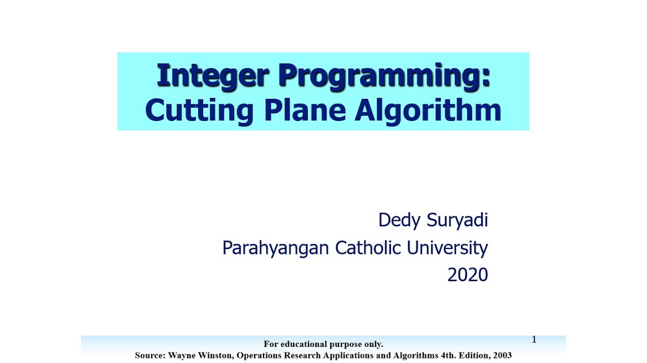 Integer Programming 9 8 Cutting Plane Algorithm Youtube
