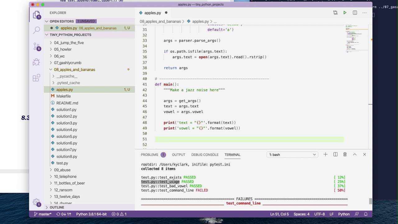 Tiny Python Projects Ch 8 Solution 1 Youtube