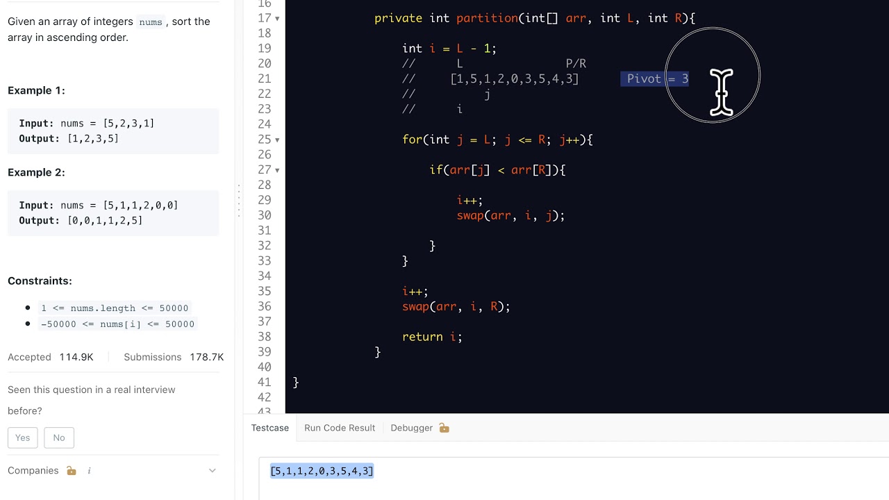 Leetcode 912 Sort An Array Quick Sort Youtube
