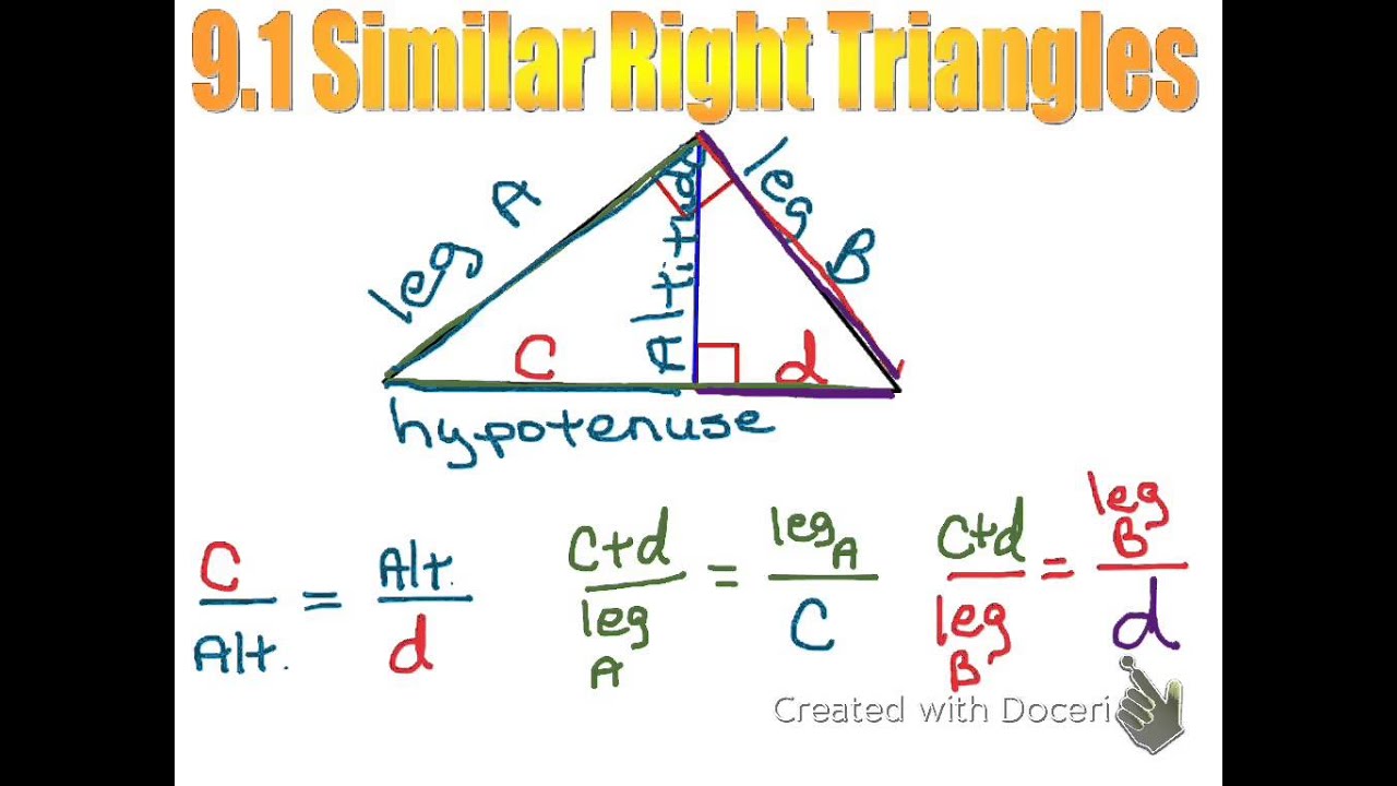 Geometry 9 1 Similar Right Triangles Youtube