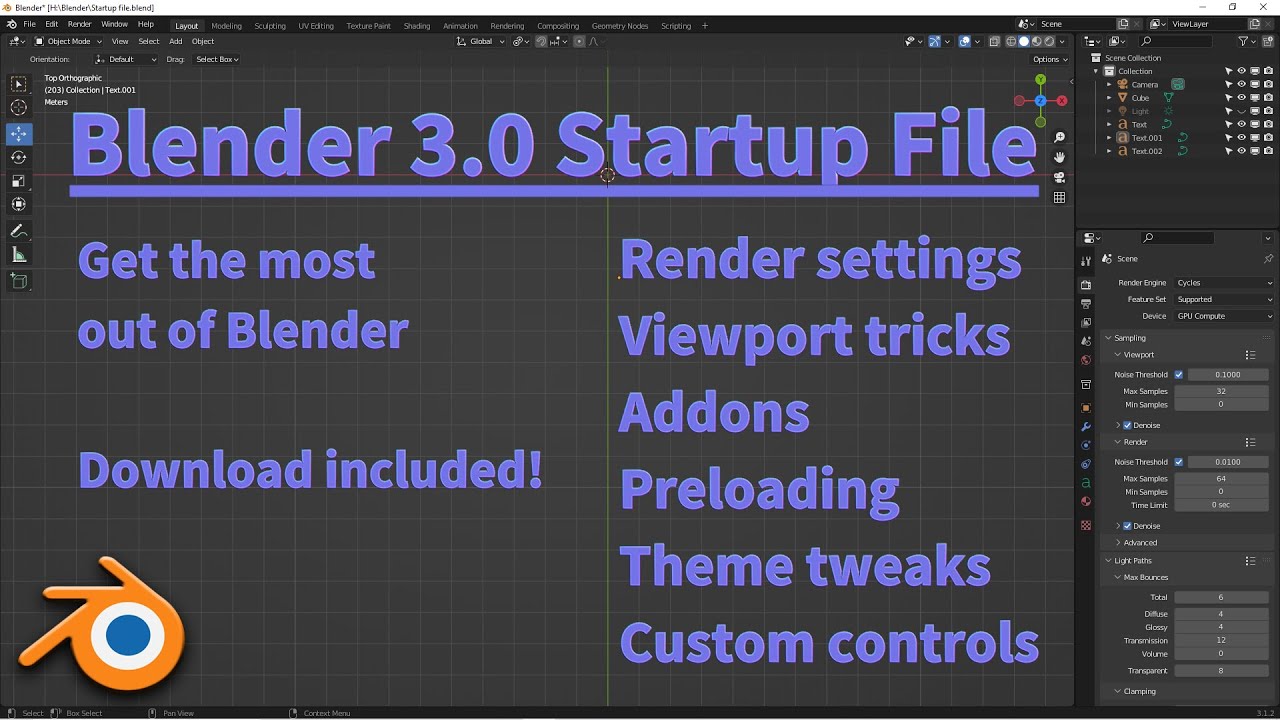 Blender 3 Startup File Youtube