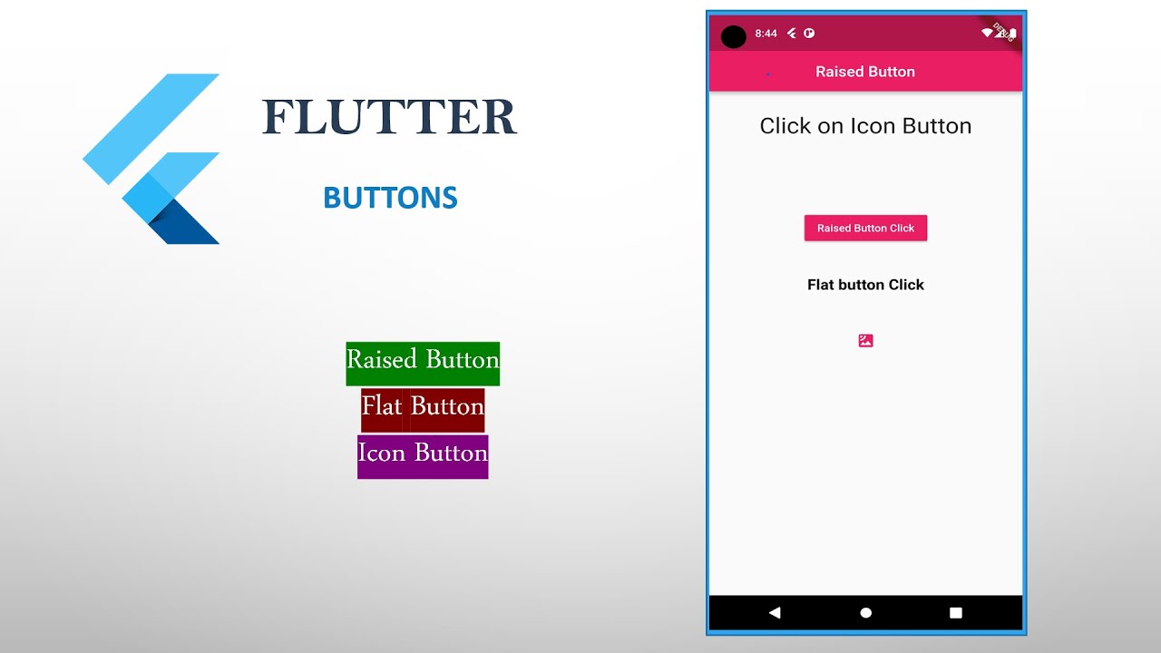 Flutter Raised Button Flat Button And Icon Button Youtube