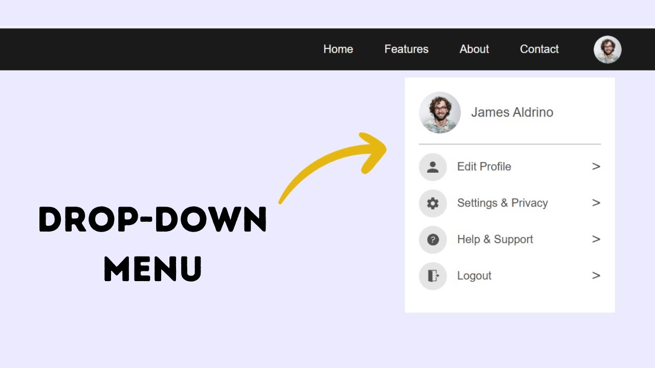 How To Make Drop Down Profile Menu Using Html Css Javascript Tog Nbkomputer