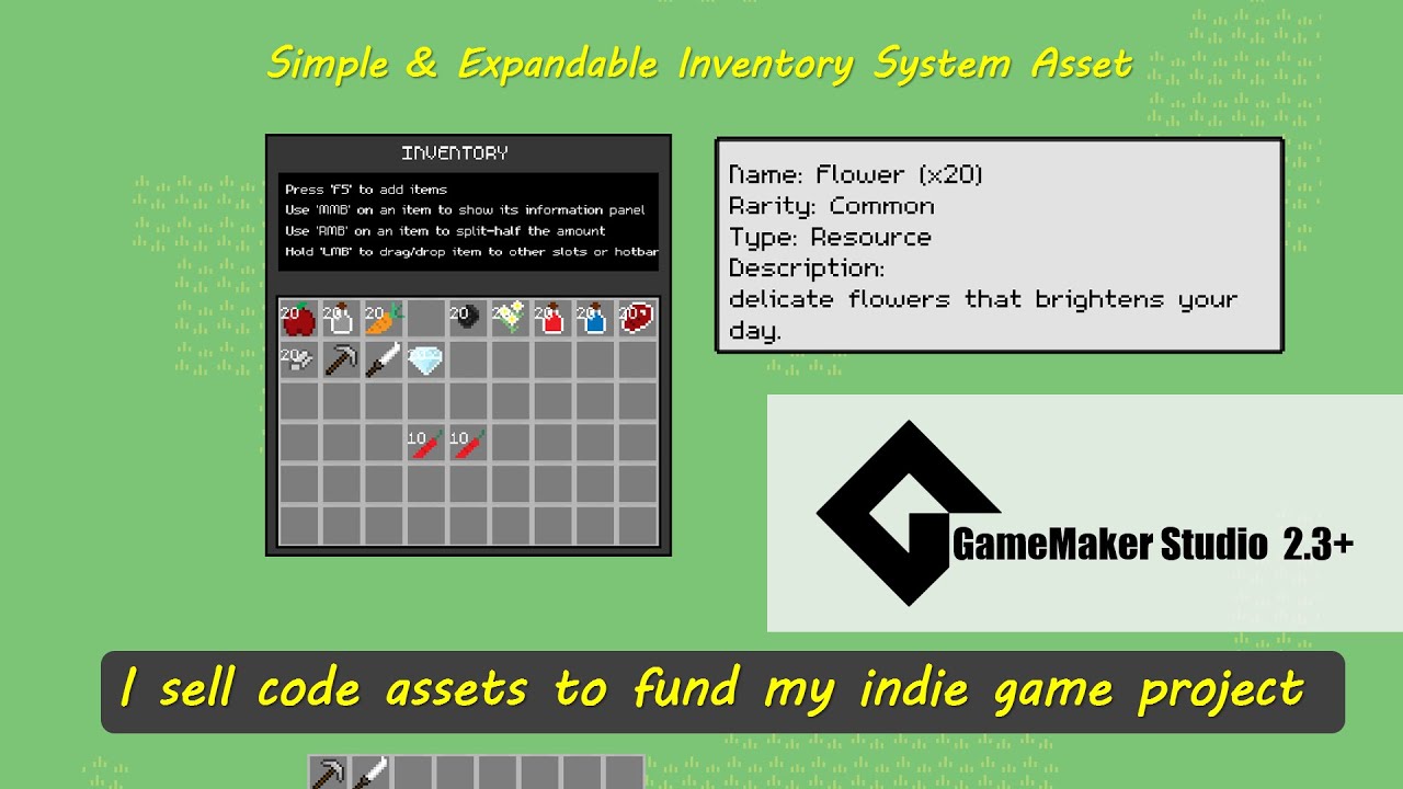 Simple Expandable Inventory System For Gamemaker Studio 2 3 Youtube