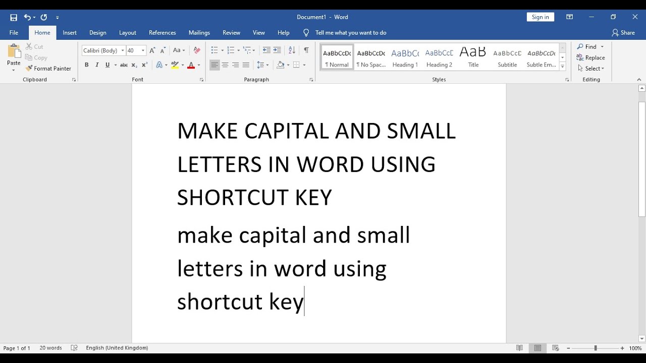 Make Capital And Small Letters In Ms Word Using Shortcut Key