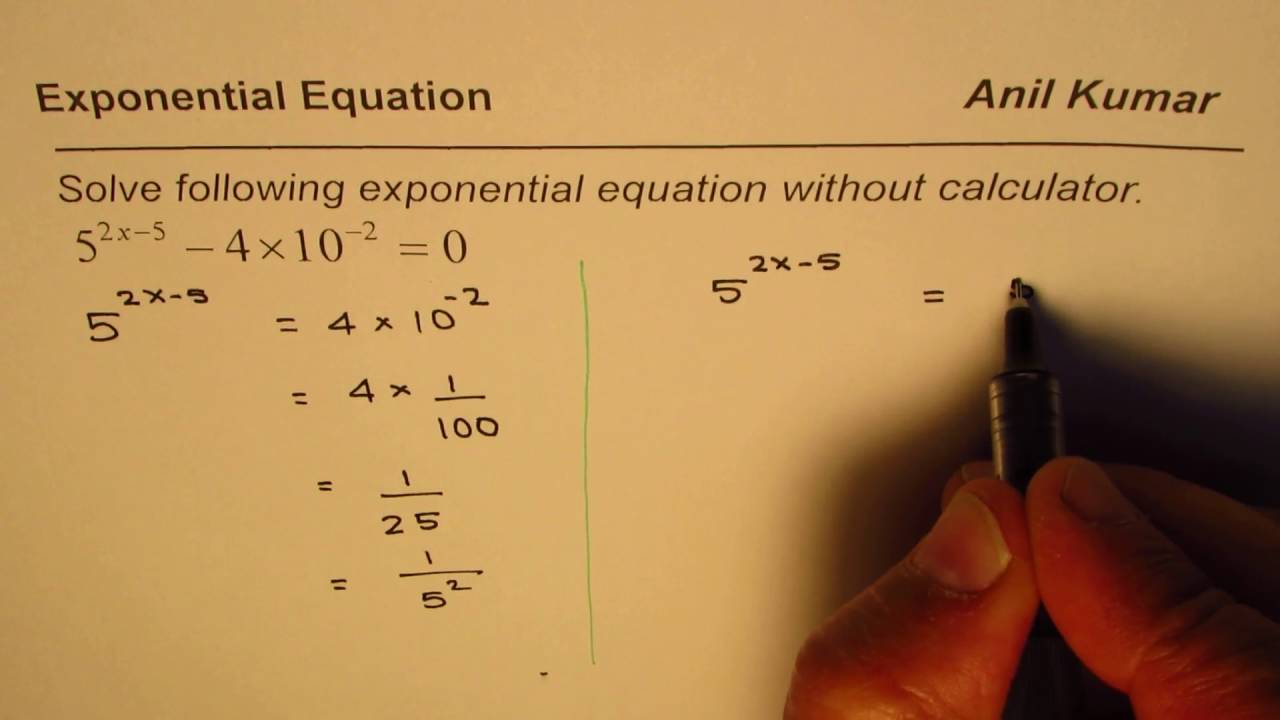 How To Solve Exponential Equation Without Calculator Ib Math Sl Youtube