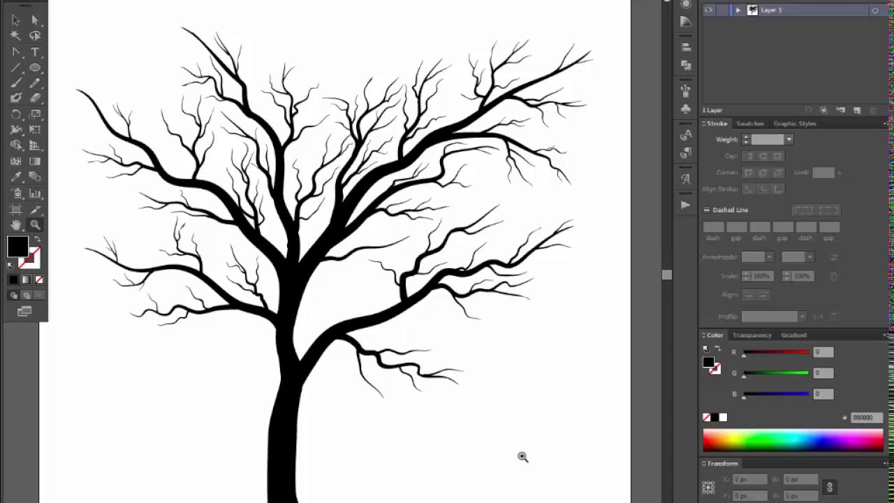 рџњірџњірџњіbare Tree Adobe Illustrator Cs6 Tutorial Quick And Easy Way How