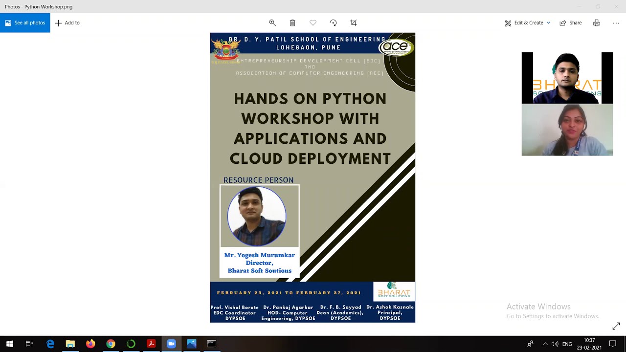 Day1 Python Hands On Workshop Conducted At Dypsoe Youtube
