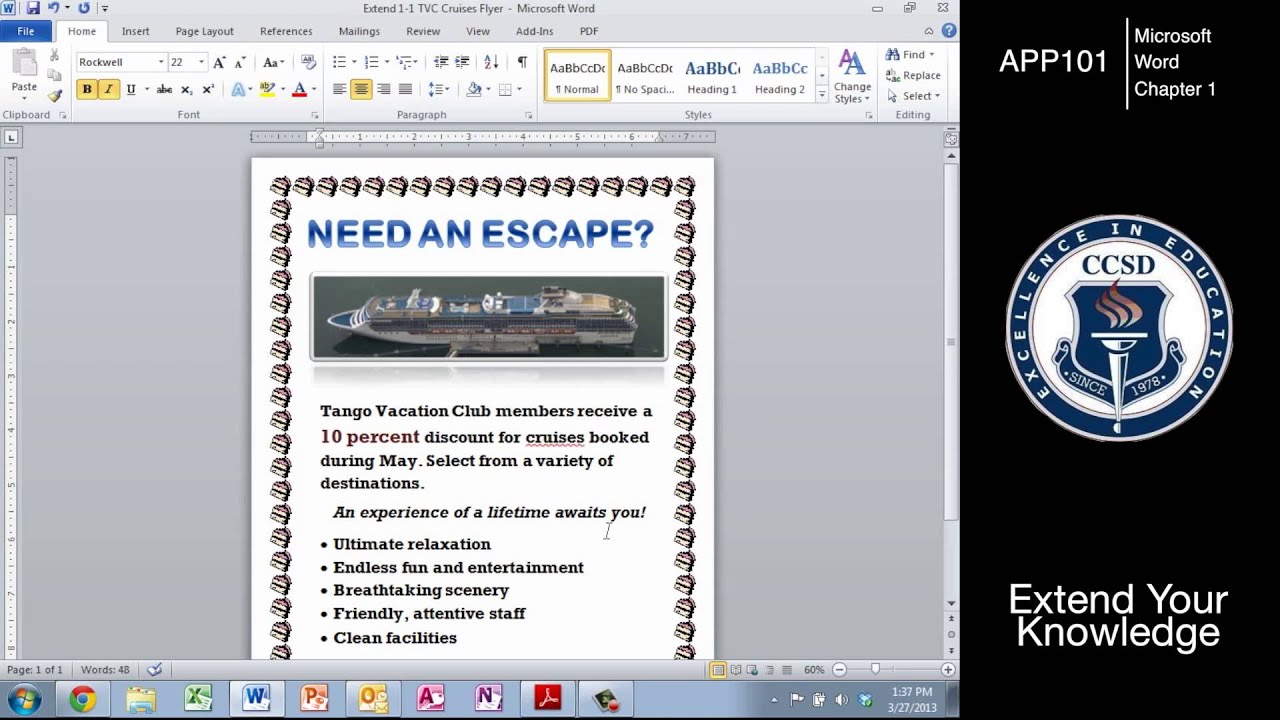 App101 Microsoft Word Chapter 1 Extend Your Knowledge Youtube