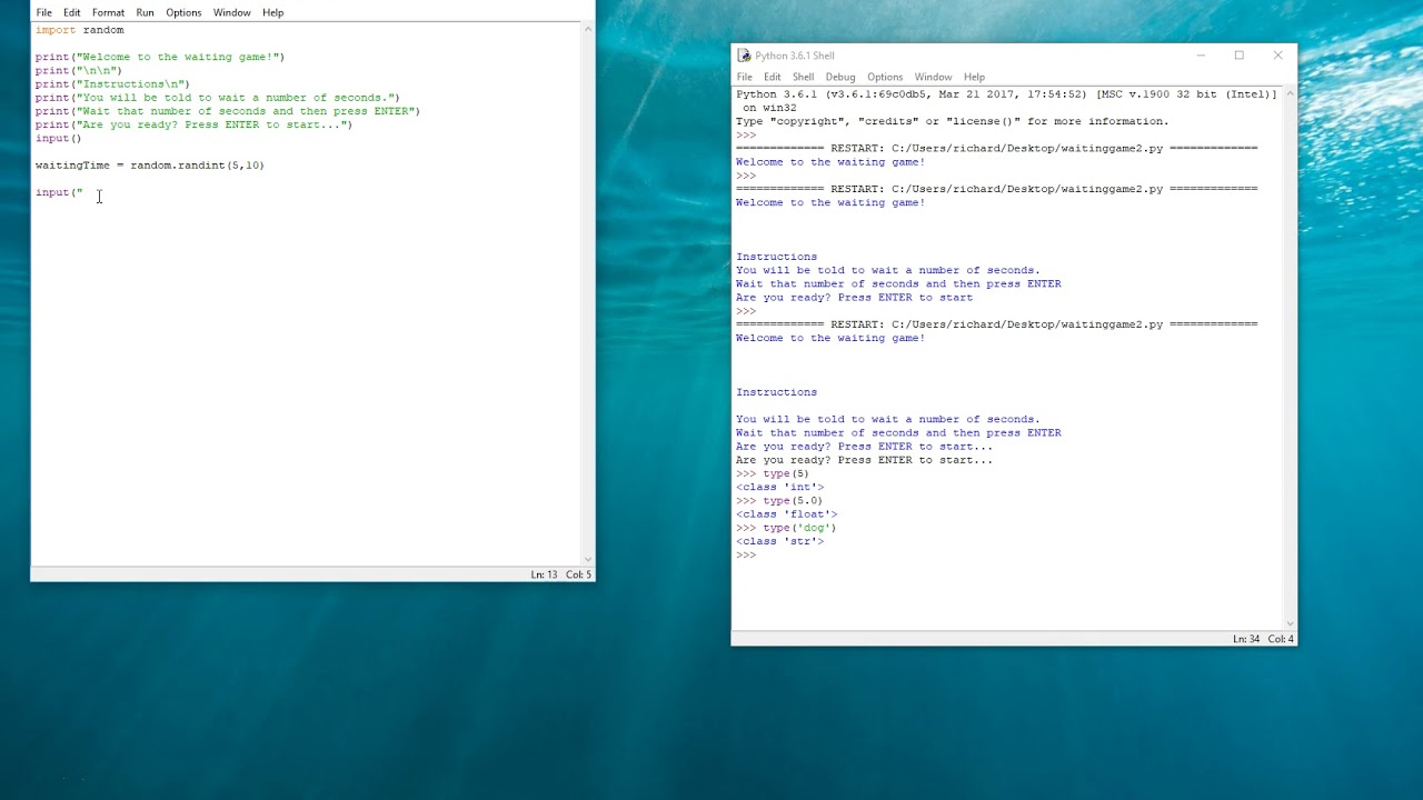 Python Waiting Game Tutorial Youtube
