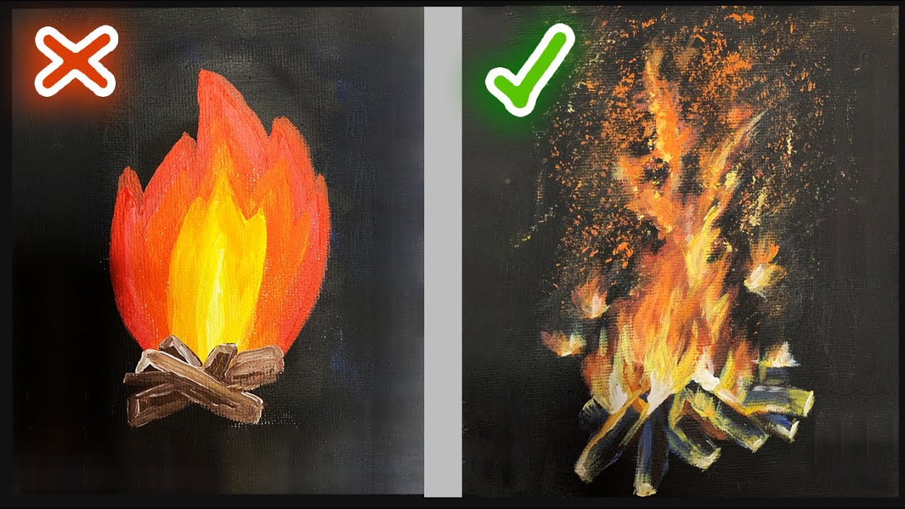 рџ ґ How To Paint Fire With Acrylic Painting Fire Tutorial For Beginners