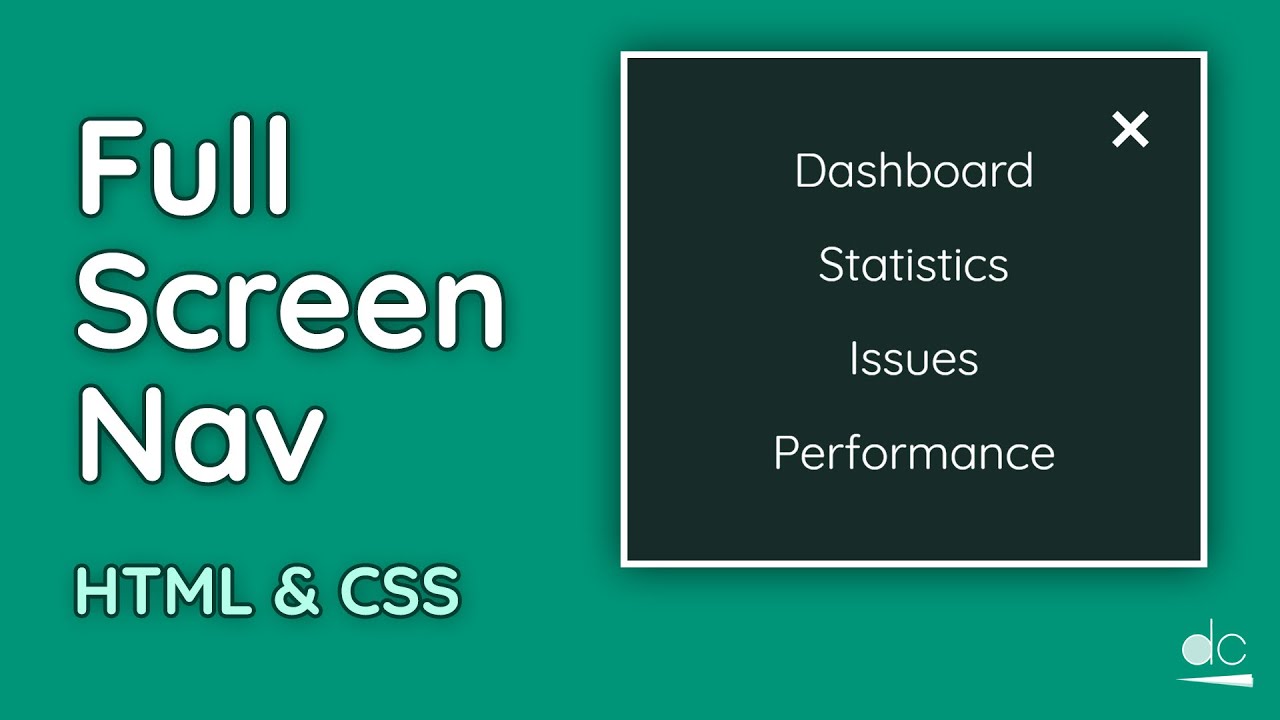 How To Create A Full Screen Navigation Menu Html Css Js Tutorial