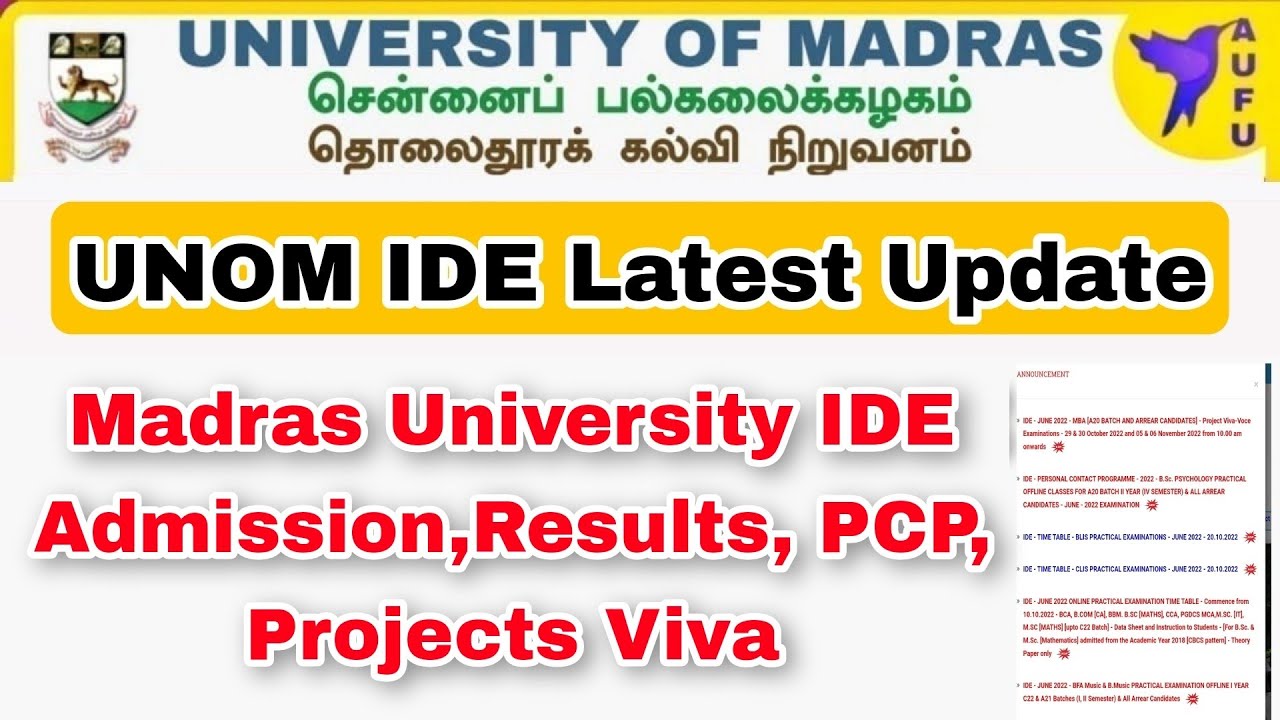Madras University Ide Phone Numbers