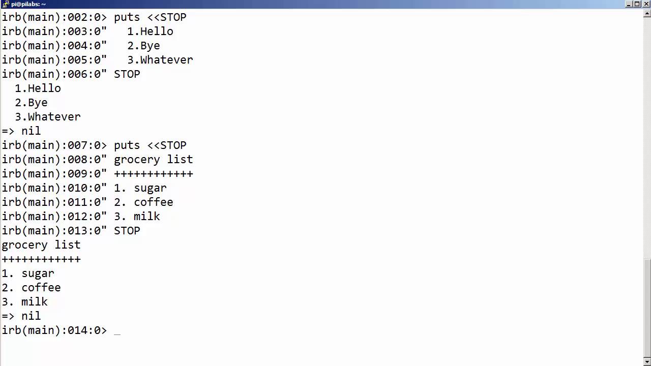 Ruby Scripting Here Documents Youtube