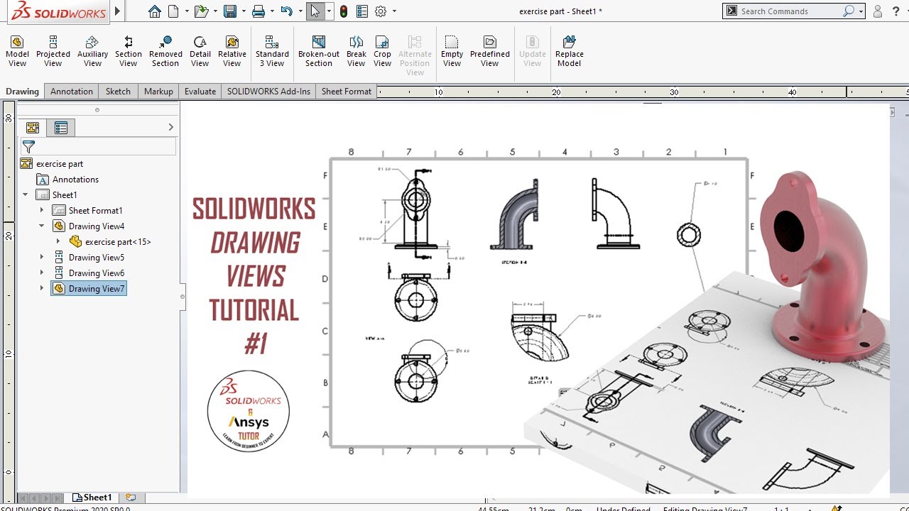 рџ њsolidworks Drawing Tutorial Drawing Views Part 1 Youtube