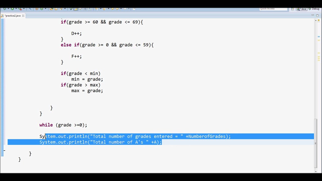 Java Grading Program Do While Youtube