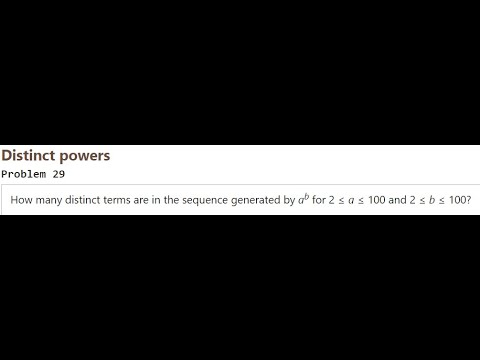 Project Euler Problem 29 Simple And Fast Solution Python Youtube