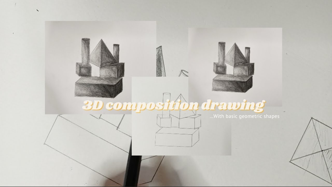 3d Composition Drawing With Basic Geometric Shapes Youtube