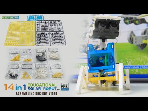 14 In 1 Educational Solar Robot Kit Dog Bot Assembling Diy Green