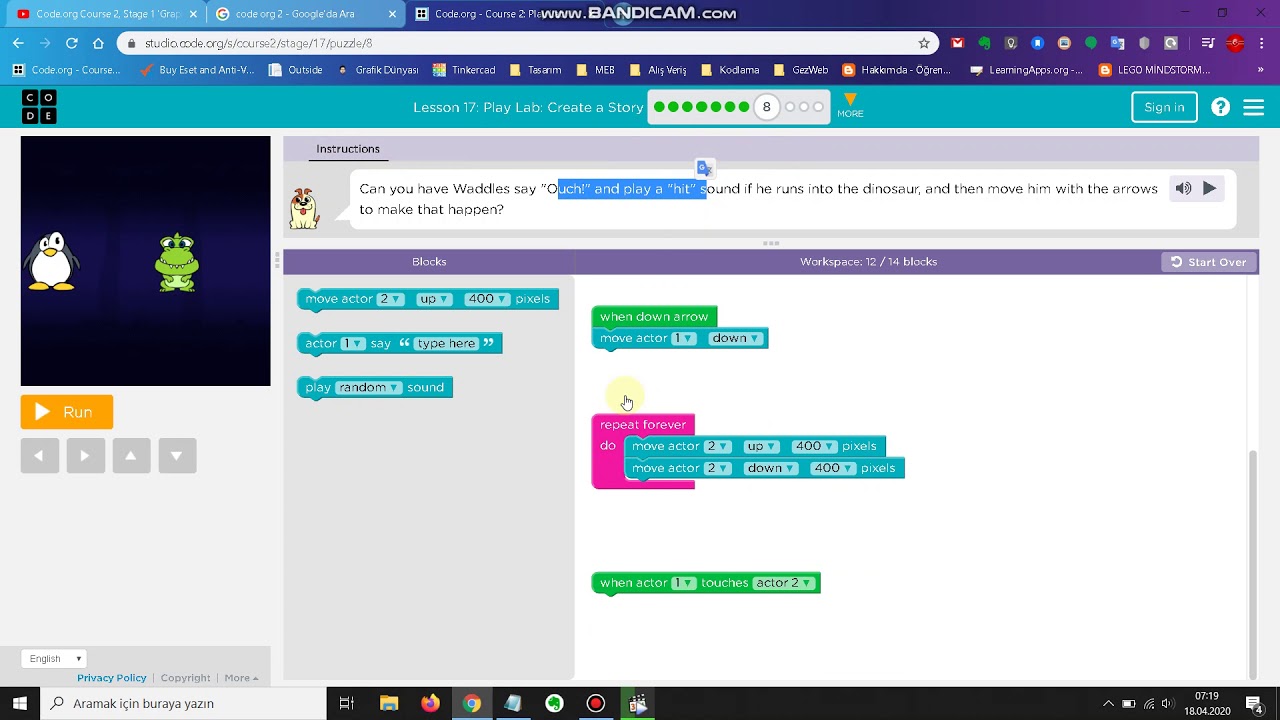 Code Org Course 2 Stage 17 Play Lab Create A Story Youtube