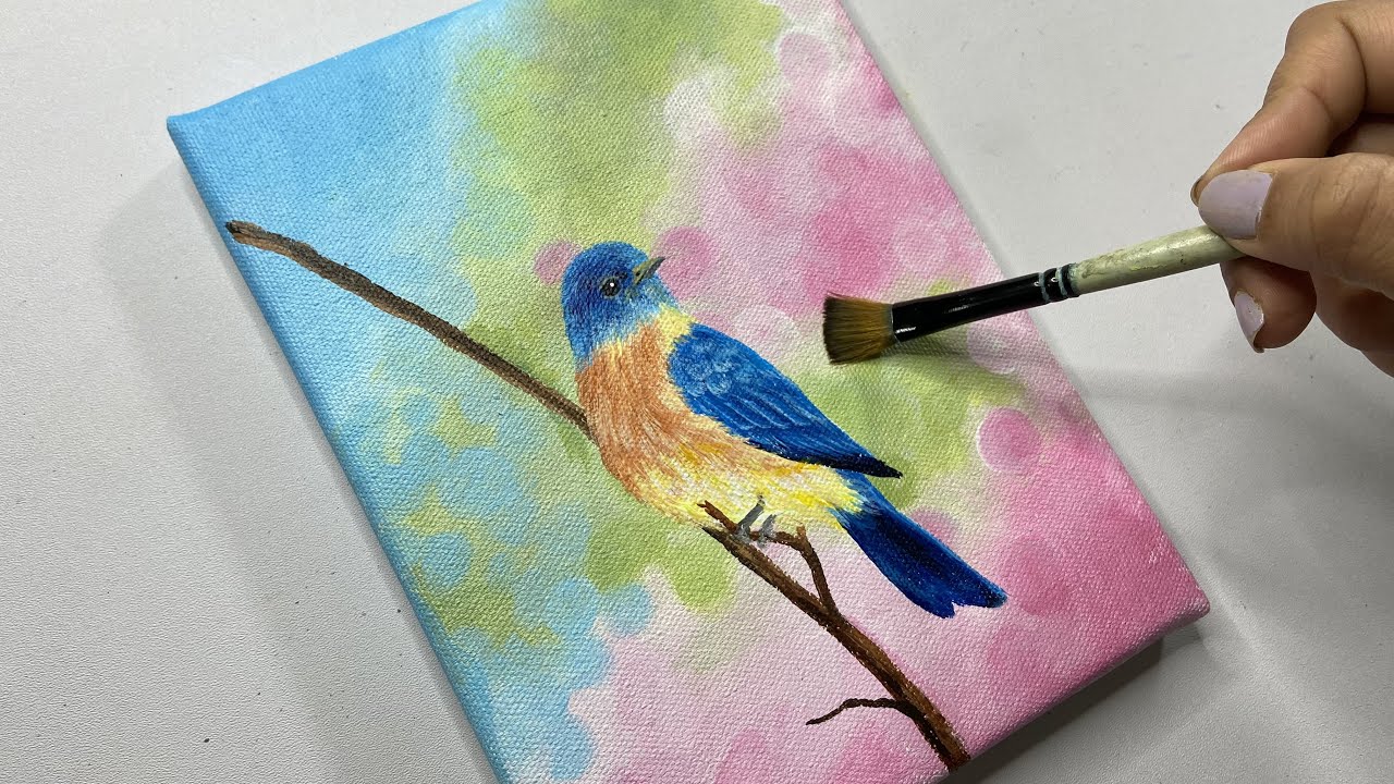 Simple Blue Bird Acrylic Painting Tutorial Bluebird Art 57 Off