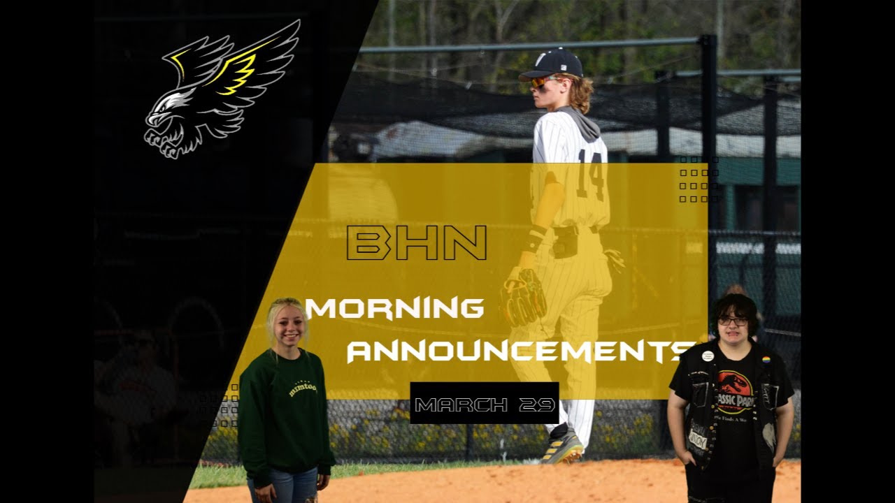 March 29th Morning Announcements Youtube