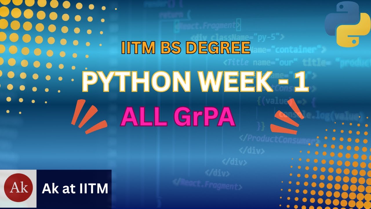 ёяуш Iitm Bs Degree Python Week 1 ёярн Grpa 1тау5 Solutions Youtube