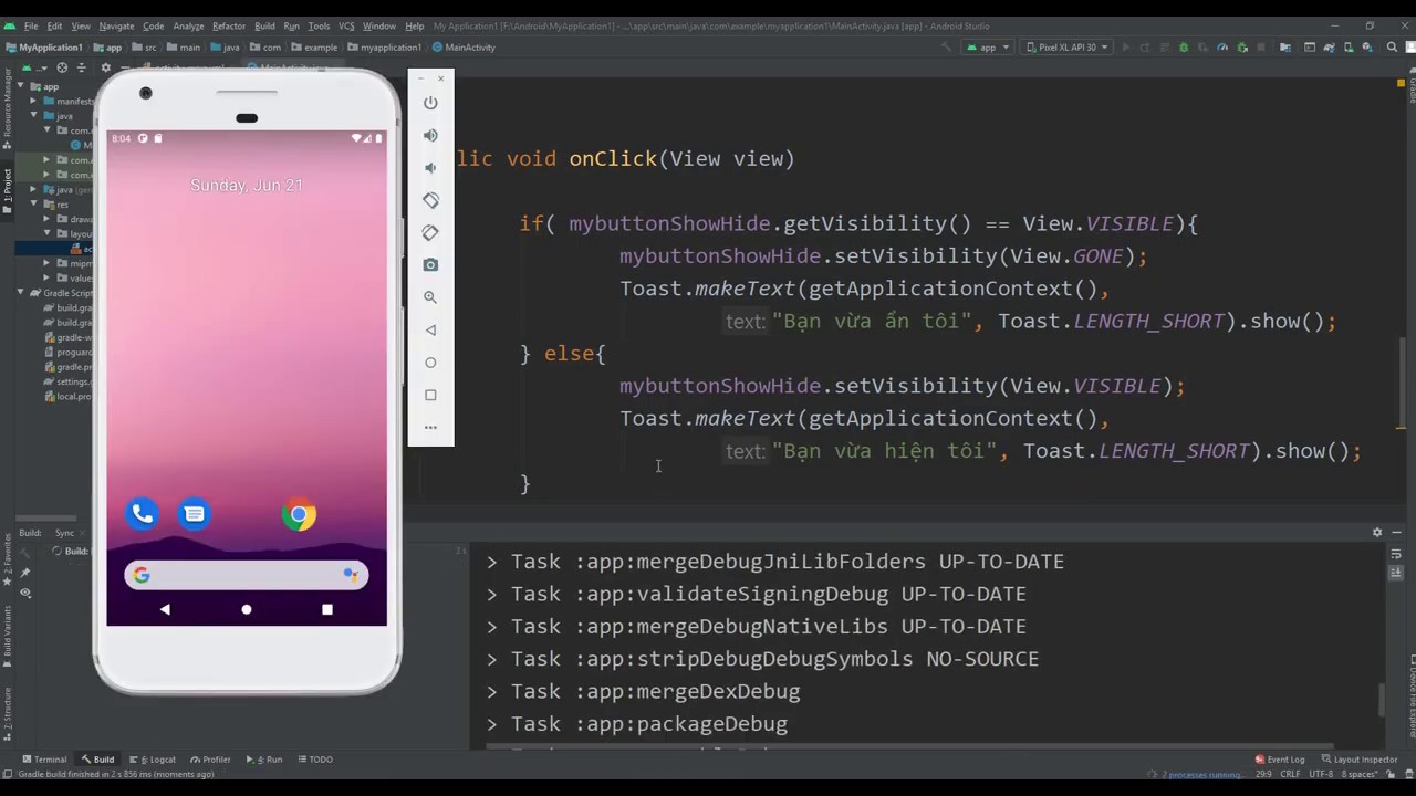 Lecture 2 Android Studio Hж б Ng Dбє N Click Button д б ѓ бє N Hiб N Mб T
