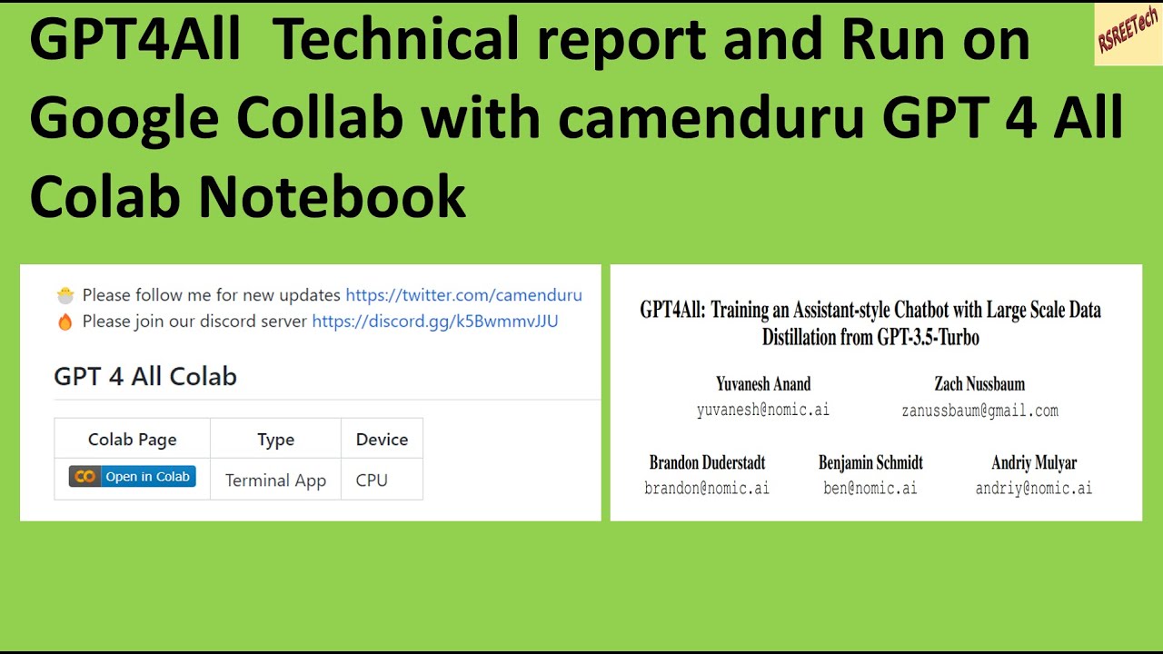 Gpt4all Technical Report And Run On Google Collab With Camenduru Gpt 4