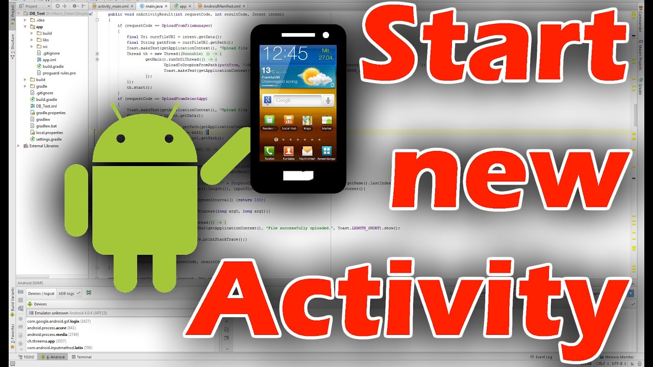 Android Java Tutorial Start New Activity By Clicking On A Button