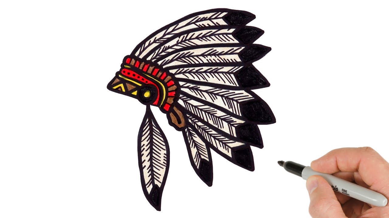 Indian Headdress Drawing Native American Indian Head Dress Print Wall