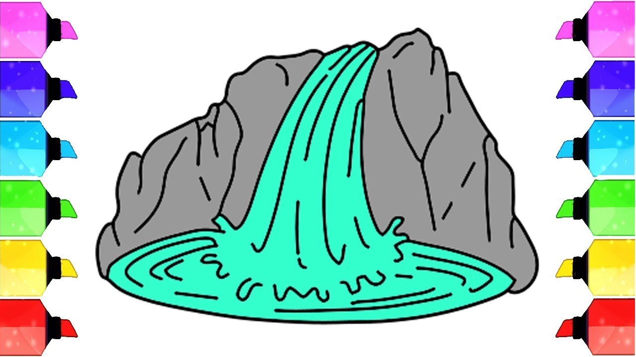 How To Draw A Waterfall Landscape Art For Kids Hub