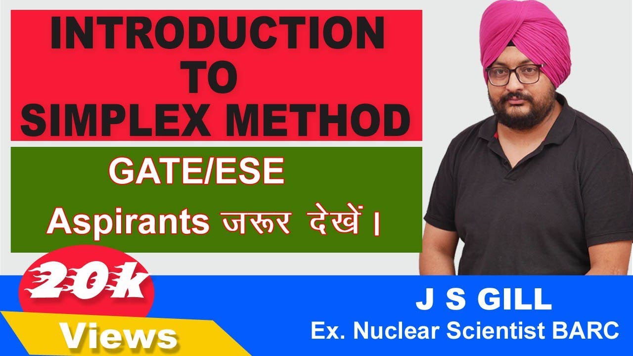 Lecture 3 Introduction To Simplex Method By Jitendra Singh Gill Youtube