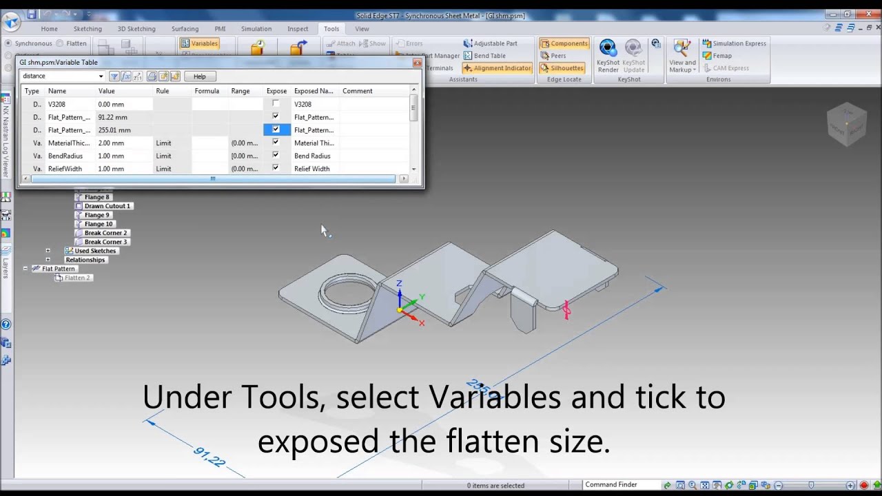 Flat Pattern Callout In Solid Edge St7 Youtube