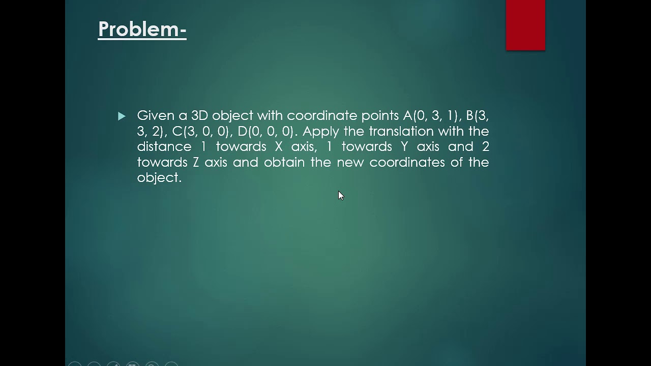 3d Transformation Translation Example Computer Graphics Youtube