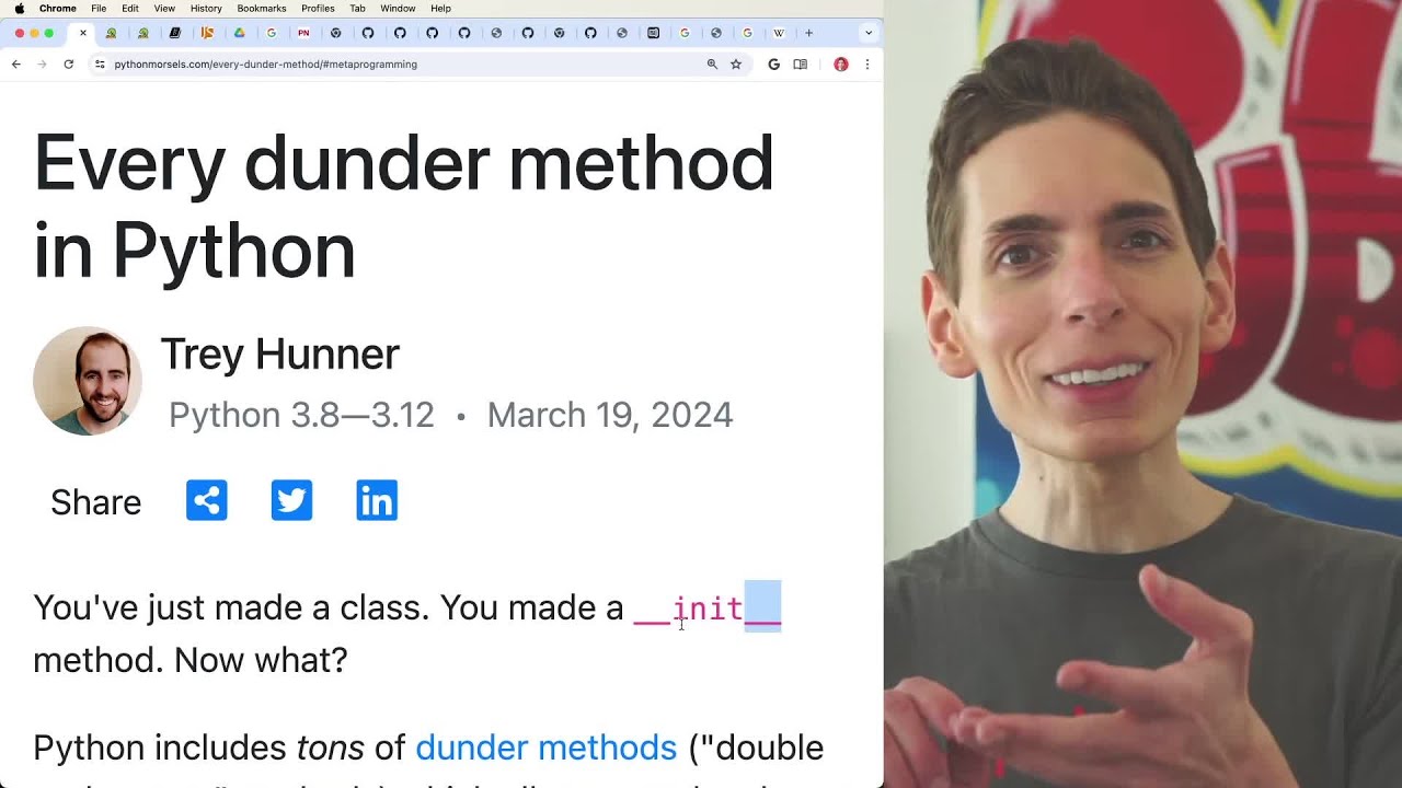 Python Double Underscore Dunder Methods And Operator Overloading Youtube