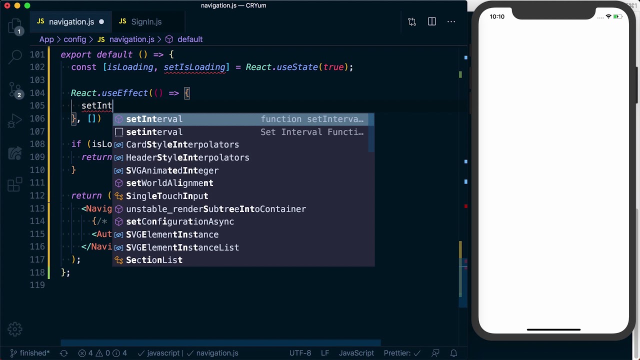 Authentication Setup Master React Navigation V5 Youtube
