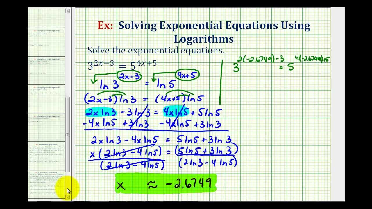Using Logarithms To Solve Exponential Equations At Ronnie Anderson Blog