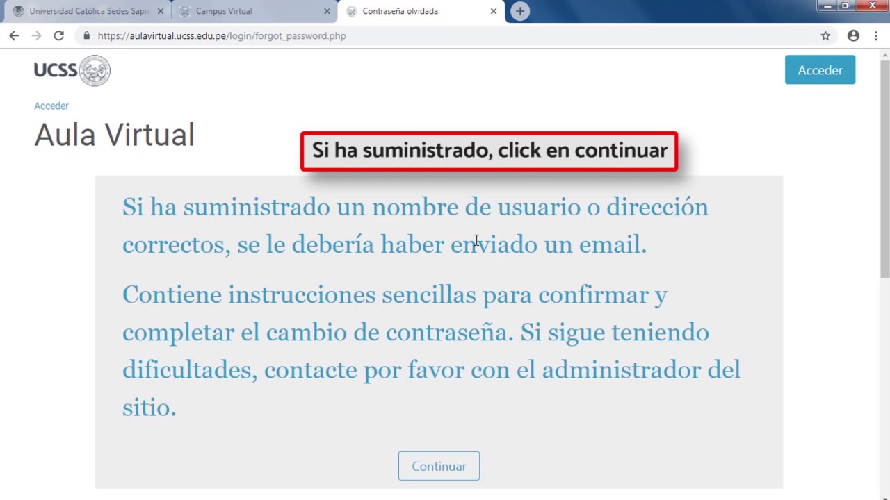 Restablecer Contraseña De Aula Virtual Pregrado Ucss Youtube