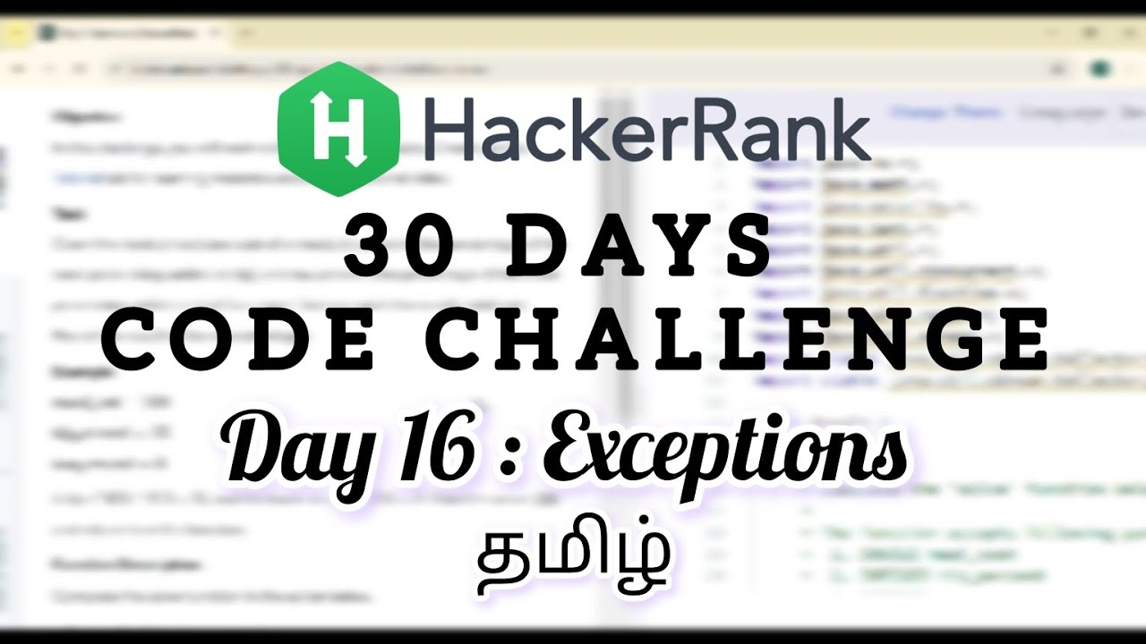 Hackerrank Day 16 Exceptions Java Tamil Youtube
