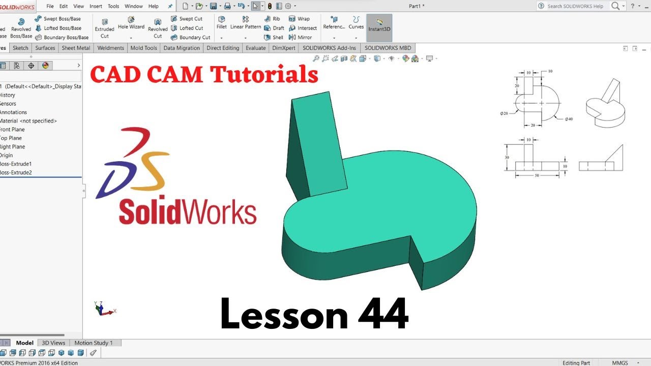 Solidworks Education Lesson 44 Solidworks Tutorials Cad Cam